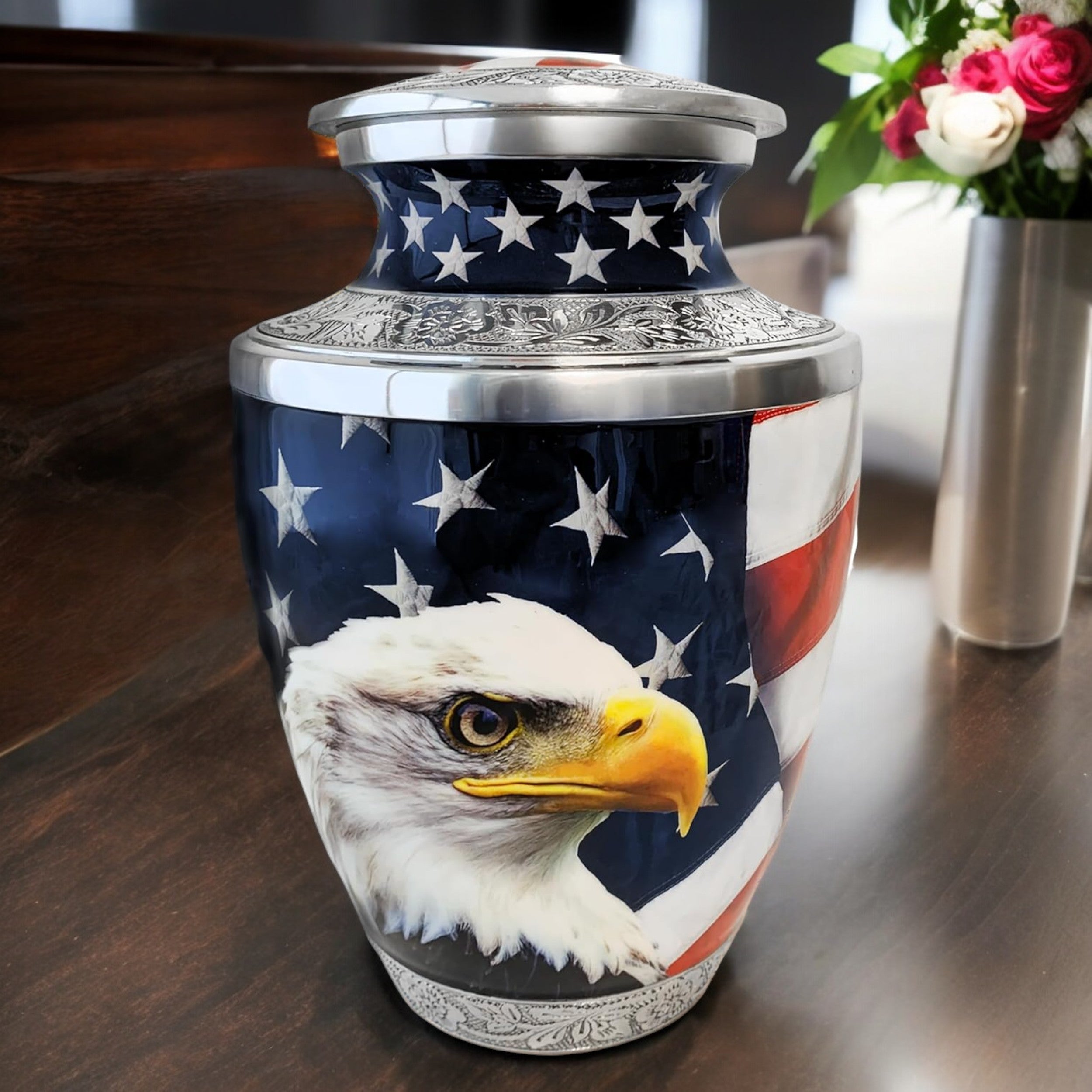 American Eagle Adult Cremation Urn for Human Ashes, Large with Velvet ...
